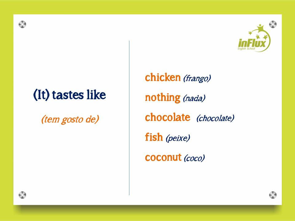 Os cinco sentidos em inglês - Paladar - inFlux